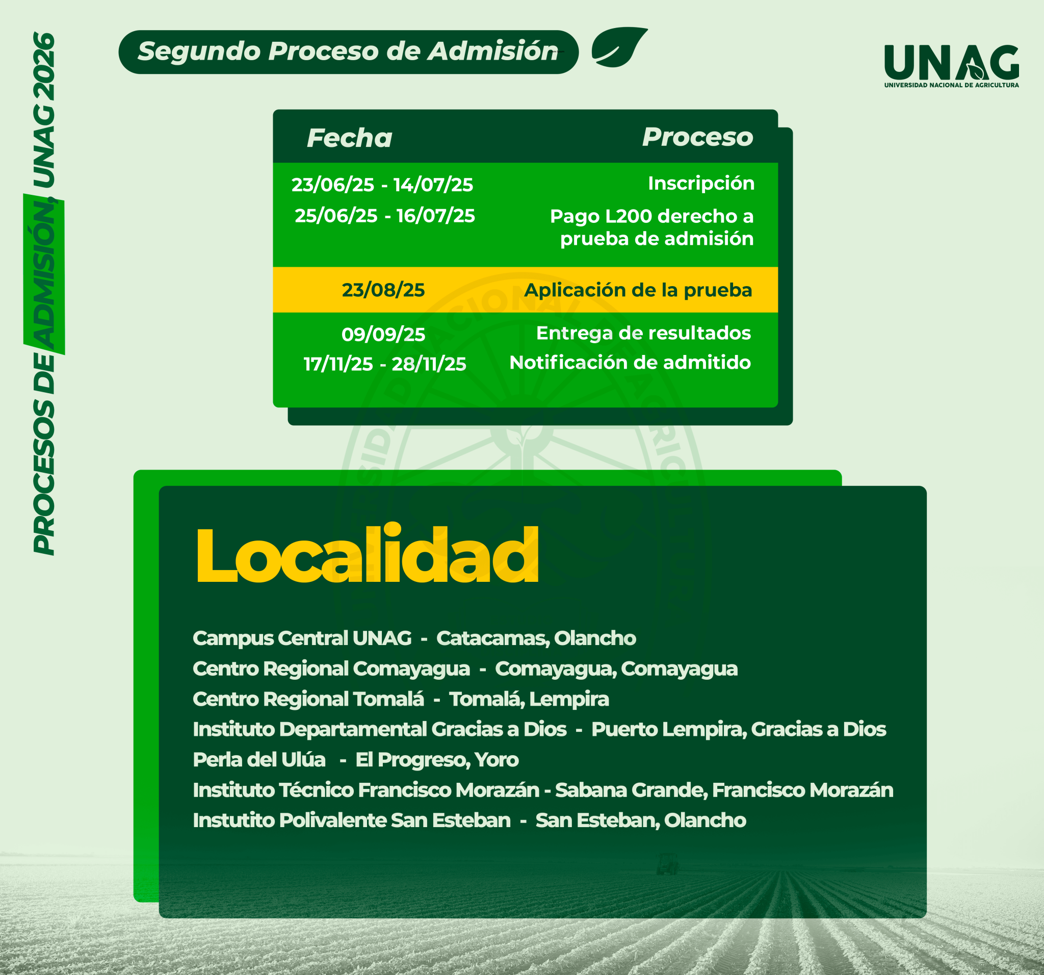 Procesos de admisión UNAG 2026 | UNAG